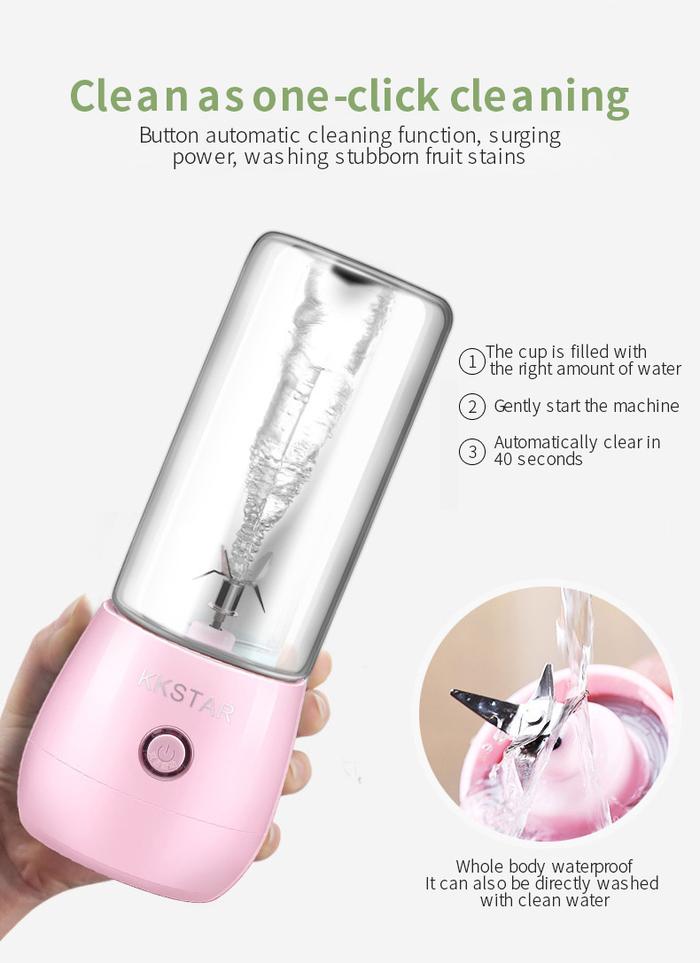 Jual Mini Juicer Portable Juicer 6 Blade Gelas Tebal 450ml - 4 Bilah-putih Di Seller Rumix ...