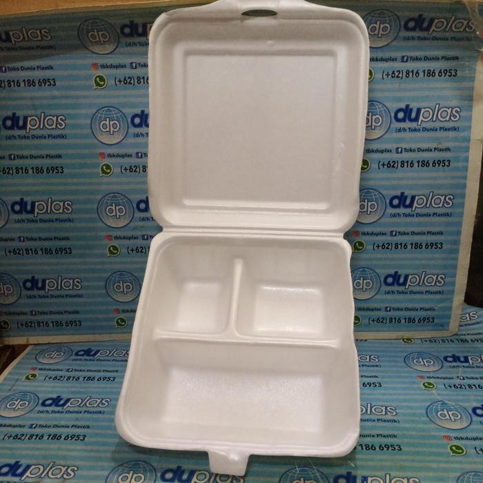 Jual Styrofoam TF3 Sekat 3 100 pcs / Kotak Makan Gabus Nasi Kuning Uduk ...