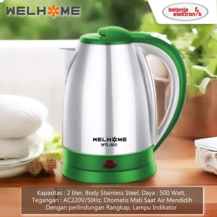 Jual Welhome WLT-502 Kettle Teko Listrik 2L Pemanas Air Stainless ...