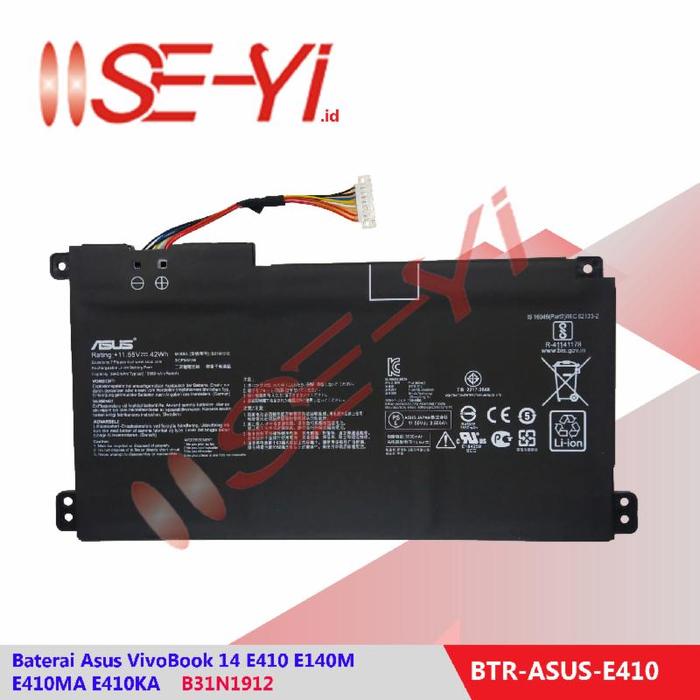Jual BATERAI ASUS VIVOBOOK 14 E410 E140M E410MA B31N1912 C31N11912 11.55V - Jakarta Pusat - SeYi ...