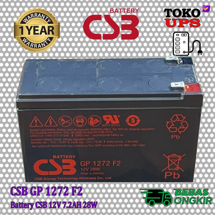 Jual Baterai UPS CSB 12V 7.2AH GP1272 CSB 12360 7 F2 - Jakarta Pusat - TokoUPS | Tokopedia