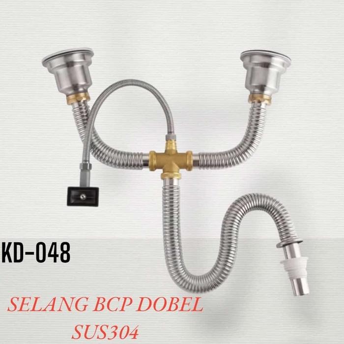 Jual Selang pembuangan kitchen sink 2 lubang full stainless / Selang ...