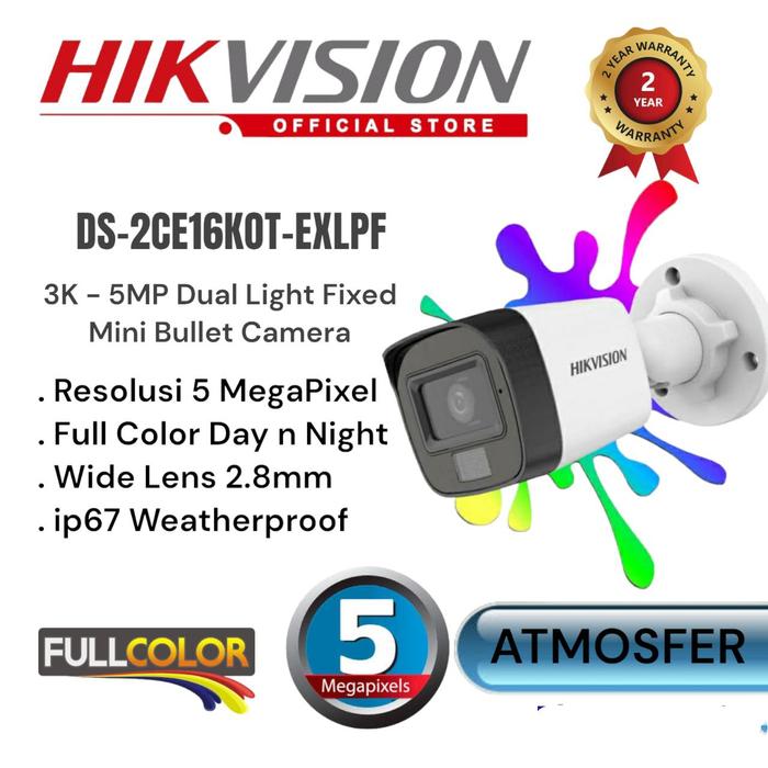 Jual CCTV HIKVISION 5MP COLORVU DUAL LIGHT OUTDOOR DS-2CE16KOT-EXLPF ...