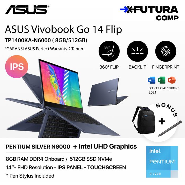 Jual ASUS Vivobook Go 14 Flip TP1400KA Intel N6000 RAM 8GB/512GB SSD ...