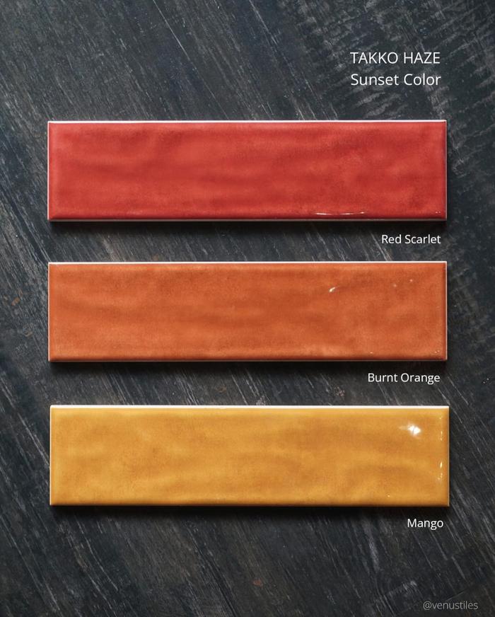 Jual Backsplash Tile Merk Venus Takko Haze Burnt Orange Glossy 30x7,5cm ...
