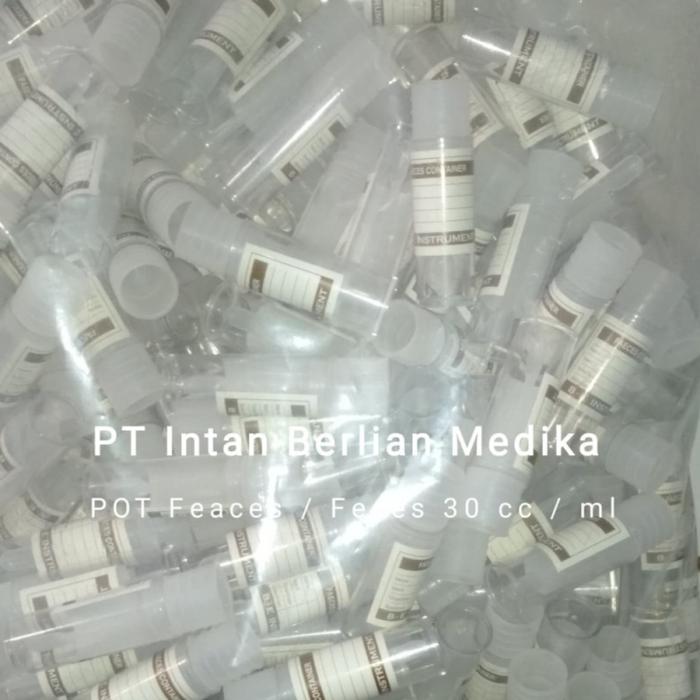 Jual Pot Feces Faeces 30 ml cc dengan sendok botol transparan isi 20 ...
