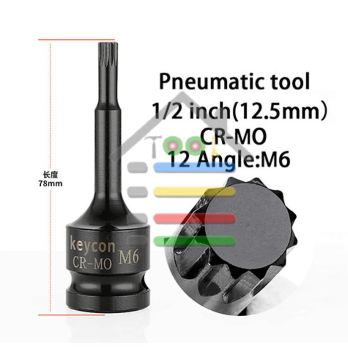 Jual IMPACT SOCKET BINTANG 12 POINT 1/2 INCH M5 M6 M8 M9 M10 - M6 ...