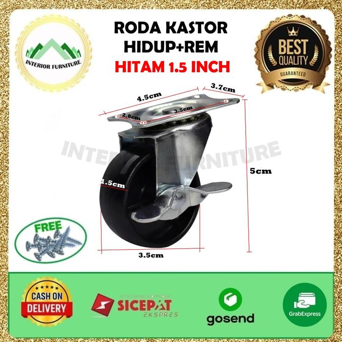 Jual Roda Kastor Lemari 1.5 Inch Hidup, Mati, Hidup+Rem / Roda Kastor ...