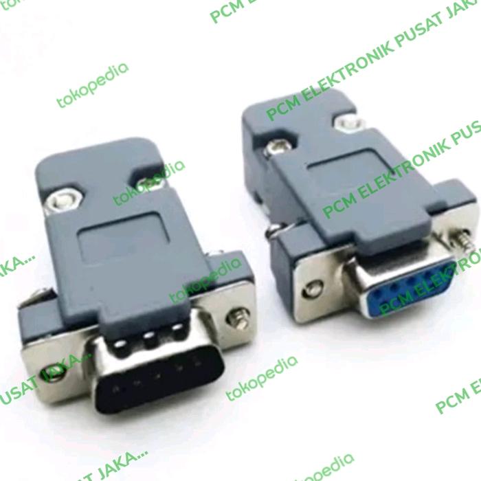 Jual connector db9 db 9 male female+cover 1set pin rs232 socket serial ...