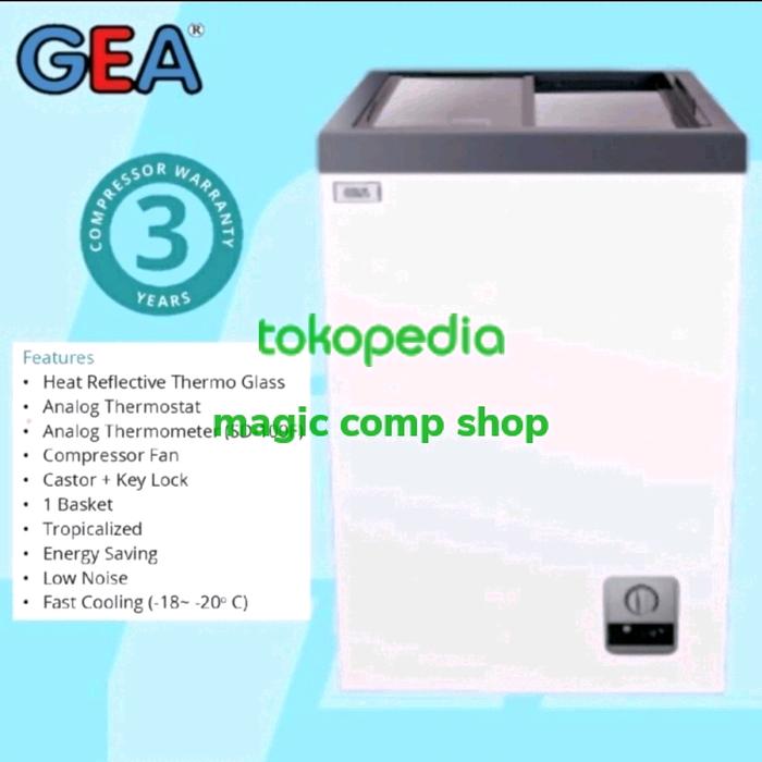 Jual GEA SD-103 Sliding Flat Glass Chest Freezer Box Kaca Geser SD103 ...