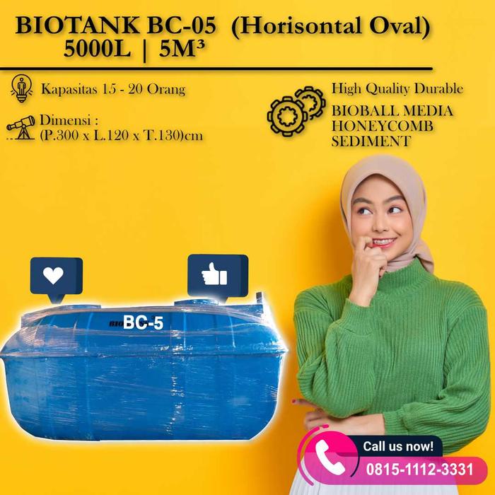 Jual TANGKI FIBERGLASS TIPE HORIZONTAL OVAL 5000 LITER 5M3 / BIOTECH ...