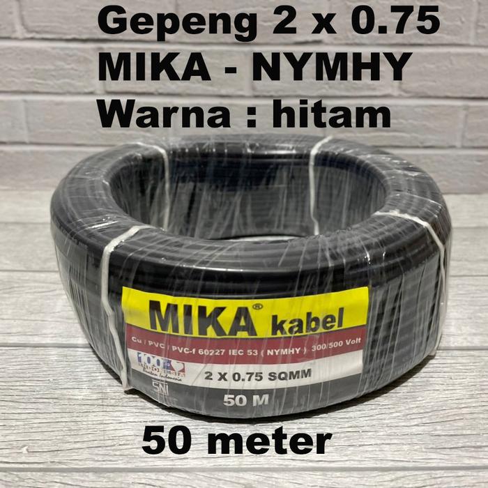 Jual KABEL SERABUT TEMBAGA NYMHY 2x0.75 MIKA OVAL GEPENG 50 METER FULL SNI - Hitam - Jakarta ...
