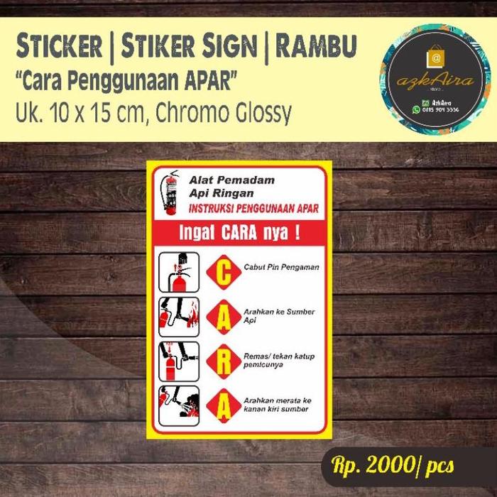 Jual ready!! sticker stiker sign rambu k3 cara penggunaan apar - uk ...