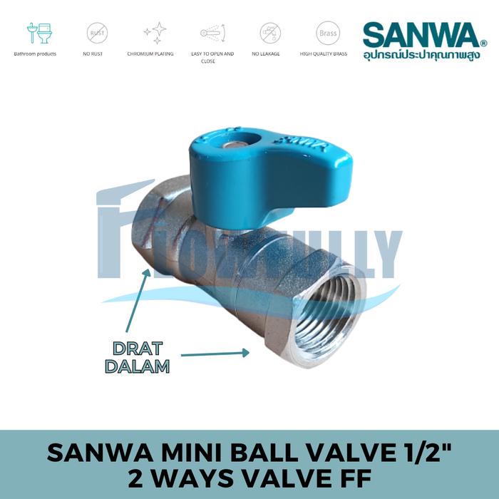 Jual MINI BALL VALVE FF 1/2 INCH SANWA KUNINGAN STOP KRAN DRAT DALAM DALAM - Kota Surabaya ...