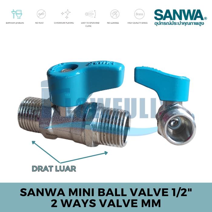 Jual MINI BALL VALVE MM 1/2 INCH SANWA KUNINGAN STOP KRAN DRAT LUAR LUAR - Kota Surabaya ...