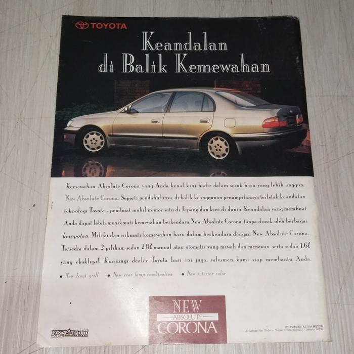 Jual Iklan Cetak Jadul Toyota New Absolute Corona - Kota Bandung ...