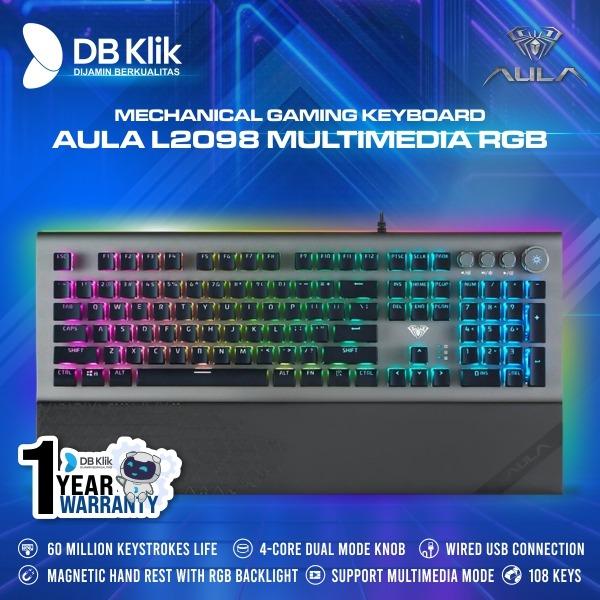 Promo Keyboard Gaming Mechanical AULA L2098 Multimedia RGB Wired - L ...