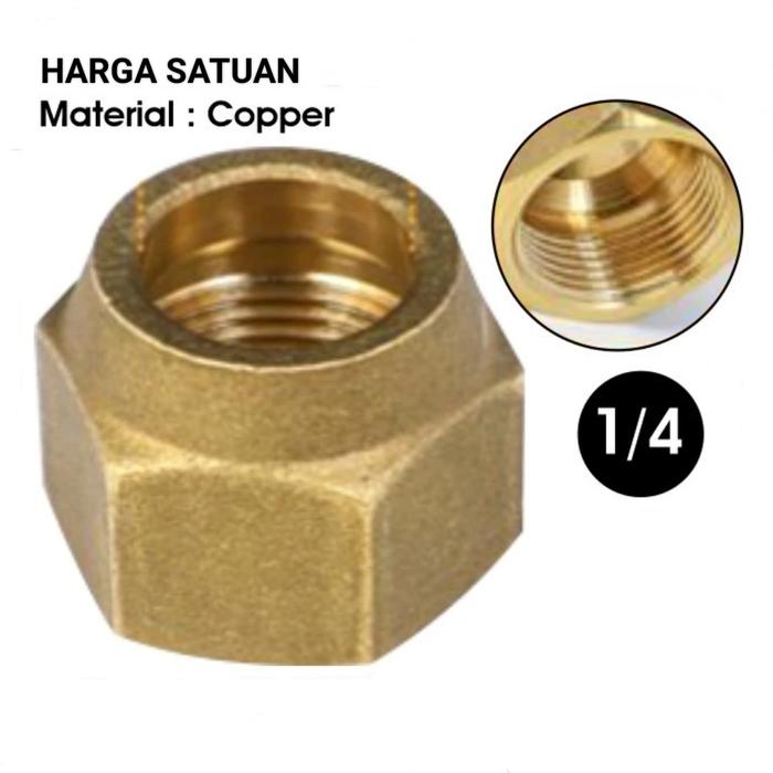 Jual Nut Nepel Pipa AC 1/4" Kuningan / Mur Niple AC / Neple Baut ...