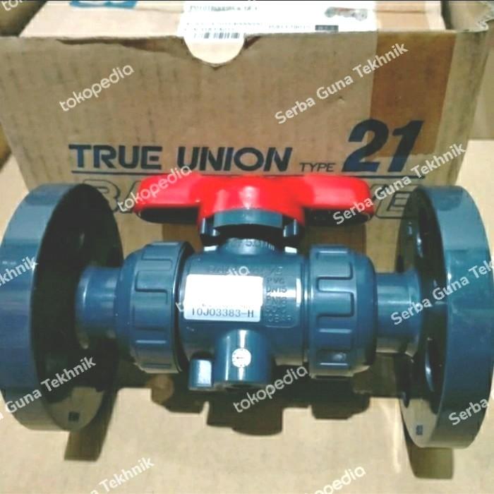 Jual Ball Valve PVC 2" inch Double Union Flange Jis 10k Stop Kran Water ...