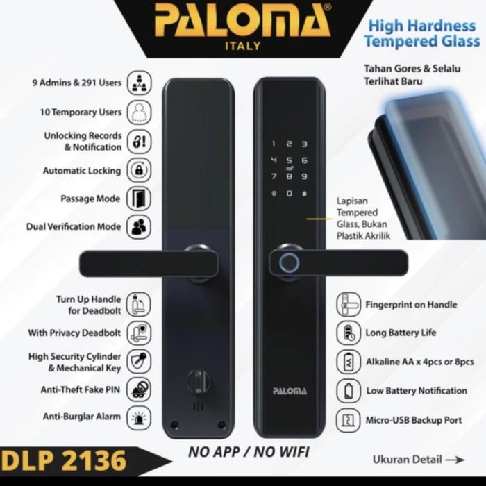 Jual PALOMA SMART DIGITAL LOCK DLP 2136 KUNCI PINTU DIGITAL - Kota ...