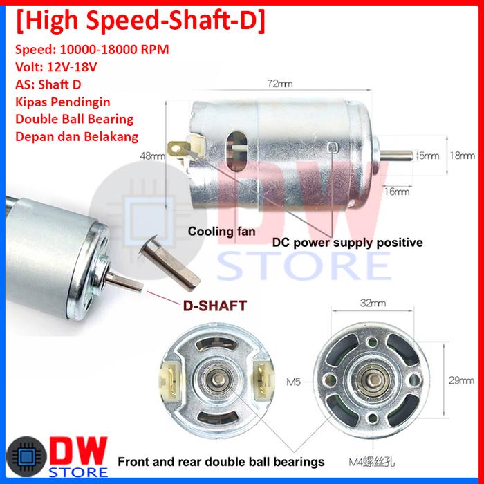 Jual Dinamo DC Motor RS-895 895 12V 15V 18V 24V High Speed RPM Power ...