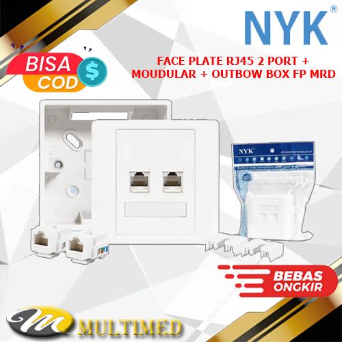 Jual Face Plate RJ45 2 Port + Modular + Outbow Box FP MRD NYK - Kota ...
