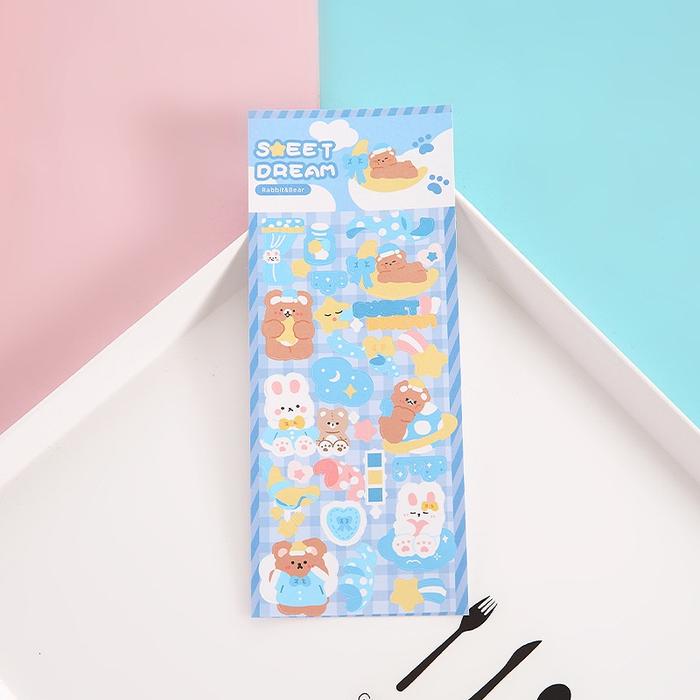 Jual DOS Sticker Waterproof Kartun Bear Rabbit Hologram Stiker Motif ...