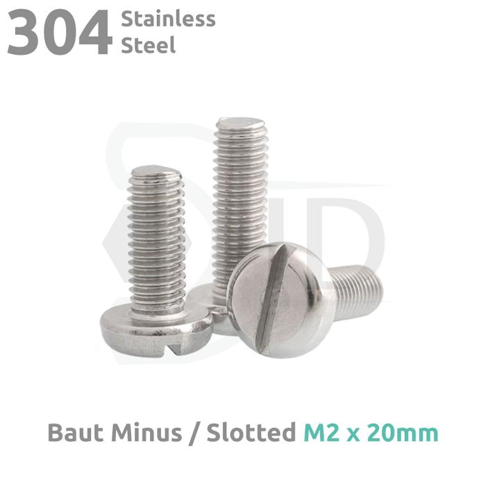 Jual Slotted Panhead Screw / Baut Minus Stainless Steel M2 x 20 - Kota ...