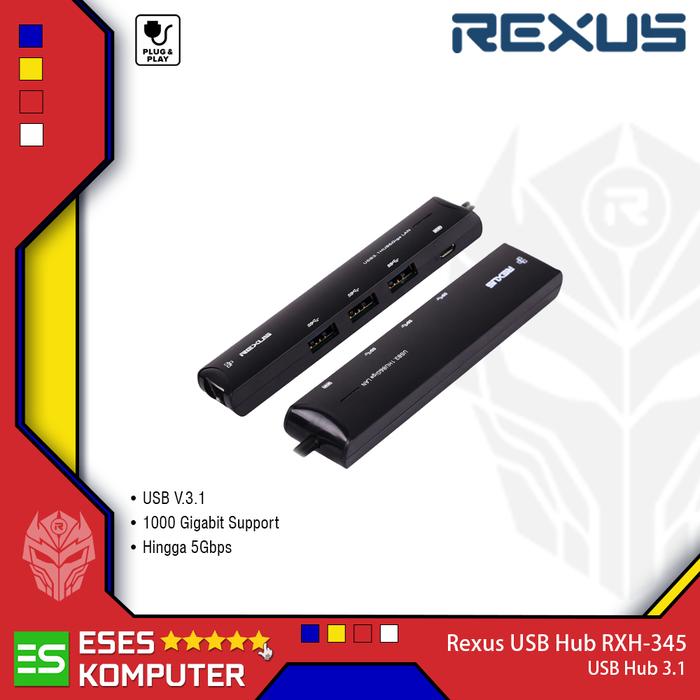 Jual USB Hub Rexus H345 | USB Hub 3.0 3 Port with LAN + OTG Type C - Kota Bandung - ESES ...