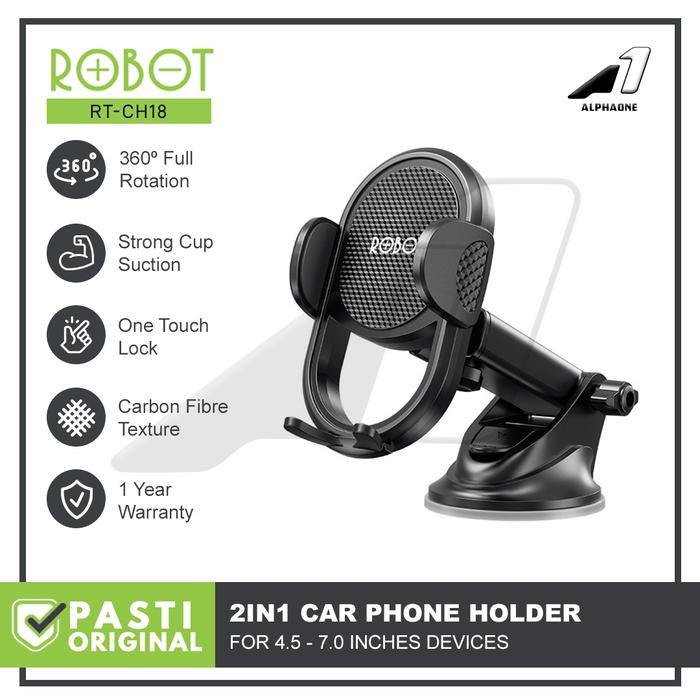 Promo ROBOT Holder HP Mobil RT-CH18 Car Phone Stand Dudukan Mount New ...