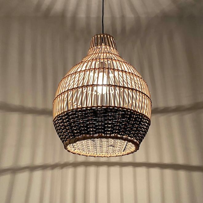 Jual Kap Lampu Gantung Rotan | Rattan Pendant Light | Lampu Rotan KL70 ...