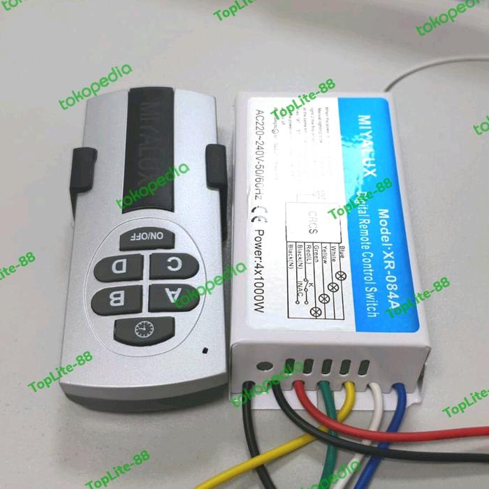 Jual Digital Remot Control Lampu 4 Switch Wireless 1000W 1000Watt ...