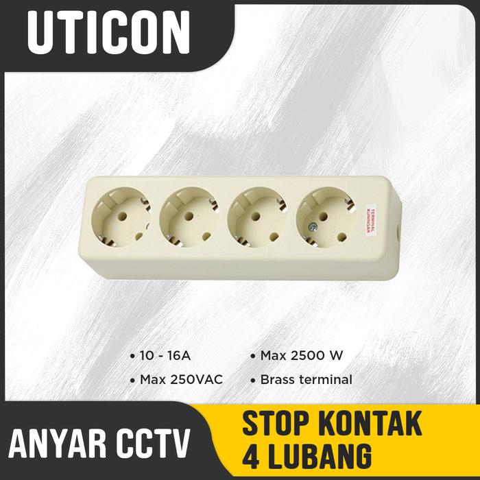 Jual STOP KONTAK 4 LUBANG KUNINGAN MEREK UTICON / ST-148 STANDARD SNI ...