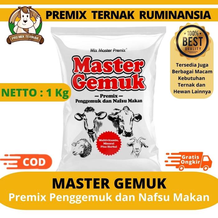 Jual PREMIX MASTER GEMUK 1 kg - PENGGEMUK DAN NAFSU MAKAN TERNAK - Kota ...