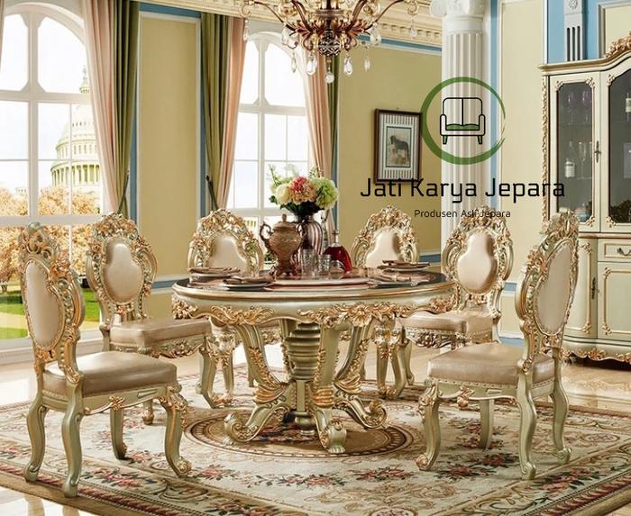 Jual Meja Makan Bulat Kayu Solid Mewah Dengan Meja Gaya Eropa - Kab ...