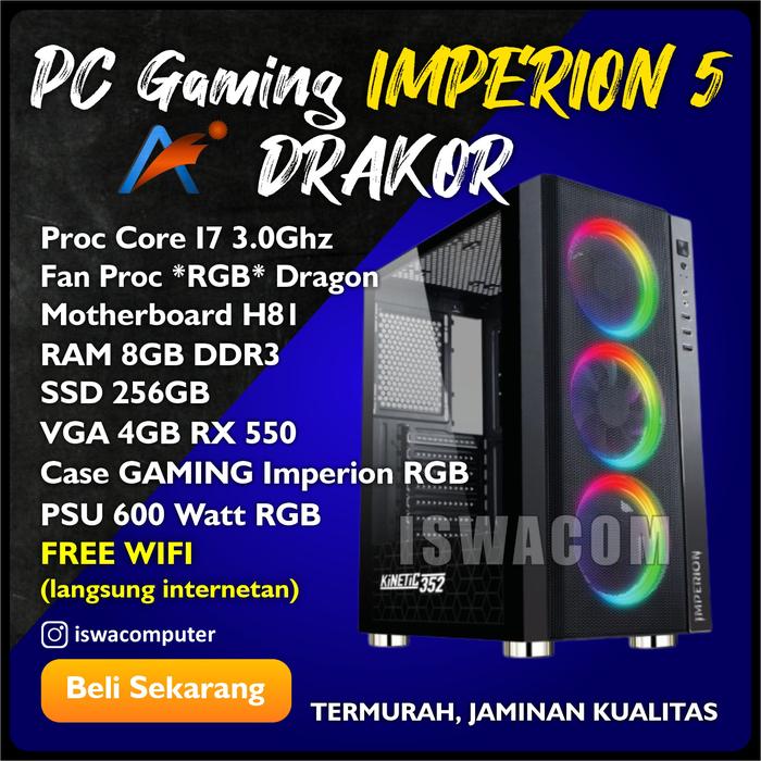 Jual PC GAMING NEW IMPERION DRAKOR 5 I7 GEN4|8GB|256SSD|VGA4GBRX550 ...