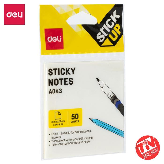 Jual Memo Tempel / Transparent Sticky Notes Deli 76x76 mm | 50 sheets ...
