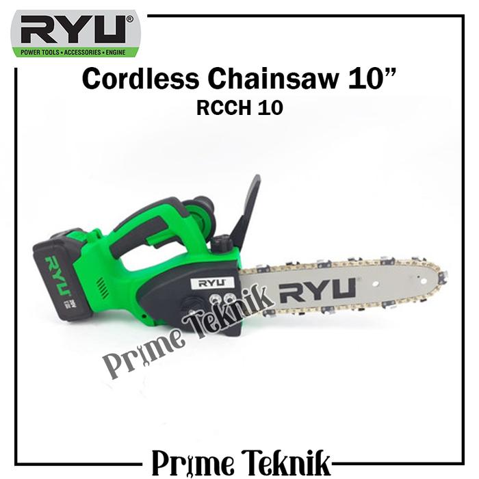 Jual Mesin Potong Kayu Baterai RCCH 10 RYU Cordless Chainsaw 10" 20V ...
