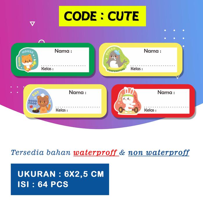 Jual Sticker Nama Buku | Sticker Nama Botol | Stickre Nama Sekolah ...