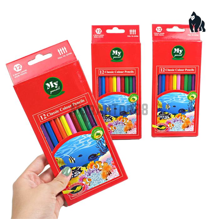 Jual Pensil 12 Warna Panjang MY PENCIL / Coloring Set Classic Anak Anak ...