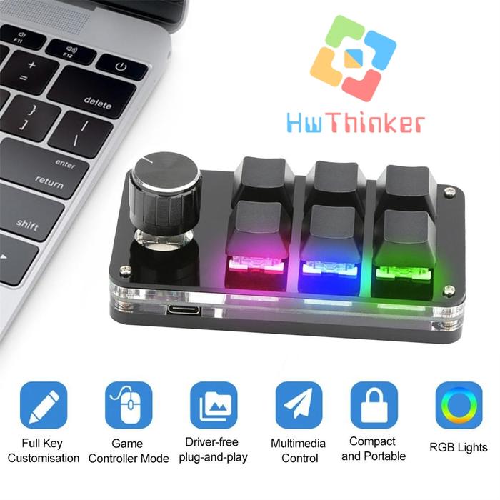 Jual Macro Mechanical Keyboard Mini 6 Keys+1 Knob Custom Keypad ...