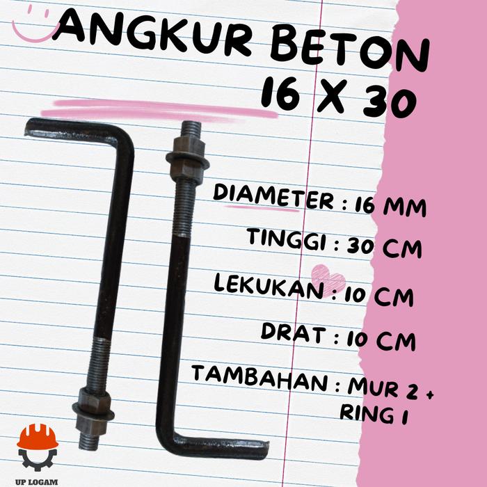 Jual Angkur Beton m16 semua ukuran - 16X60 - Kab. Tegal - UP LOGAM | Tokopedia