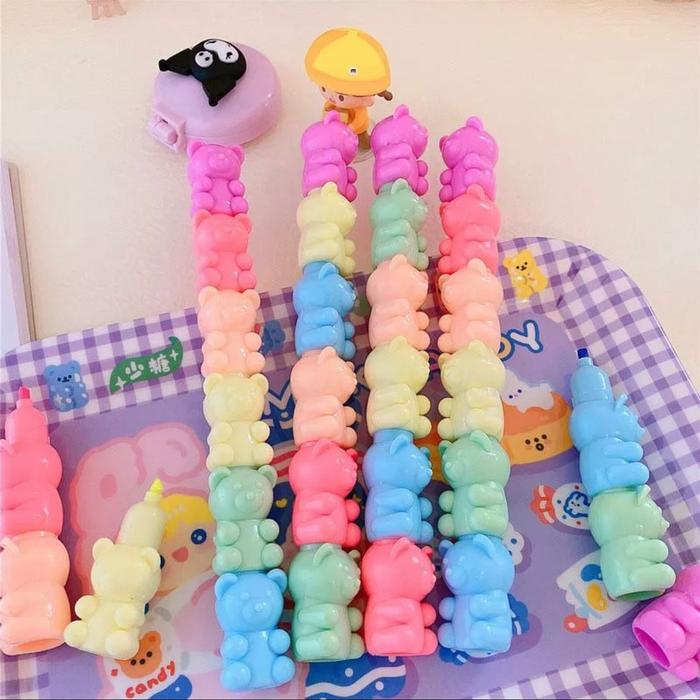 Jual MJ STABILO LUCU PENANDA WARNA WARNI ISI 6 PCS BENTUK BERUANG ...