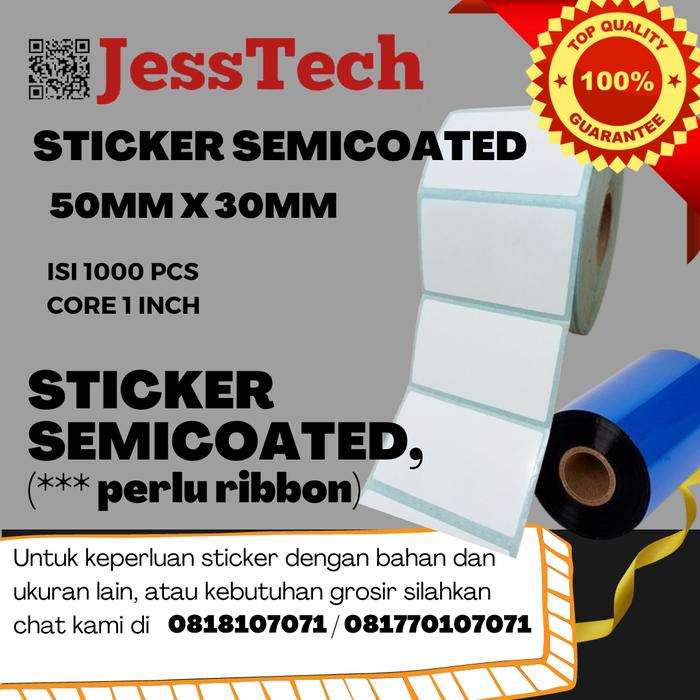 Jual STICKER BARCODE 5X3 CM SEMICOATED 50x30mm stiker label semikot ...