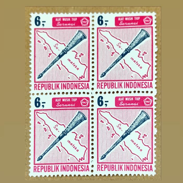 Jual PRANGKO INDONESIA 1967 ALAT MUSIK TIUP SERUNAI SUMATERA BLOK 4 MNH ...