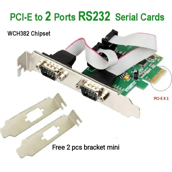 Jual PCI EXPRESS PCIE RS232 SERIAL DB9 MALE 2 PORT FREE 2PCS BRACKET ...