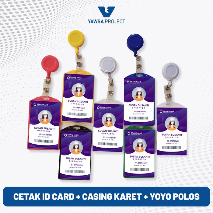 Jual Cetak Id Card + Casing Karet + Yoyo Polos - *Best Seller - 2 Sisi ...