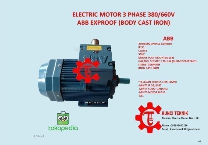 Jual Abb 1Hp 0.75Kw 3Phase 4Pole Induction Motor Explosion Proof B3 ...