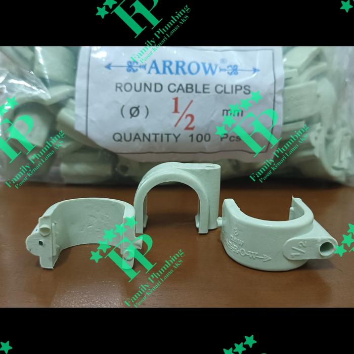 Jual KLEM CLAMP CLEM ARROW PVC PRALON TEMBOK PLASTIK 1/2" 1/2 INCH 1/2 ...