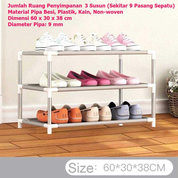 Jual Rak Sepatu Sandal Shoe Rack Cabinet 3 Susun Yang Rapi Dan Kokoh ...
